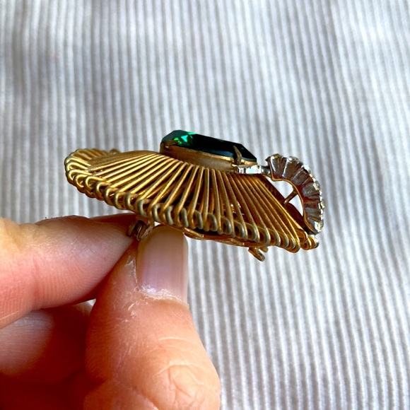 Vintage | Jewelry | Vintage Denbe Signed Emerald Green Glass Teardrop ...